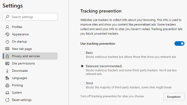 How to enable & configure Tracking Prevention feature in Microsoft Edge ...